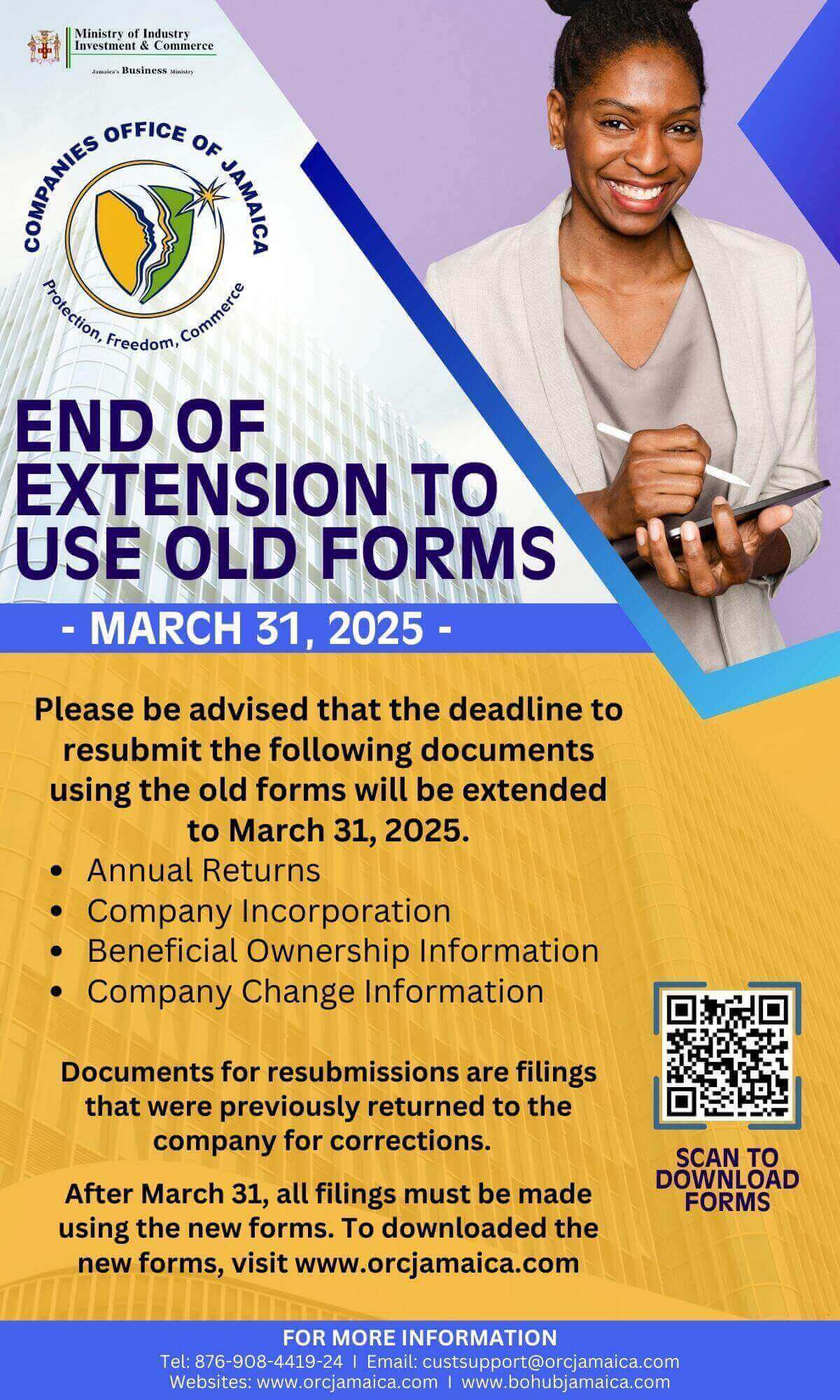 Website old form extension notice